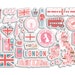 A5 Sticker Sheet England Pink Landmarks Vinyl Stickers - UK GB London ...