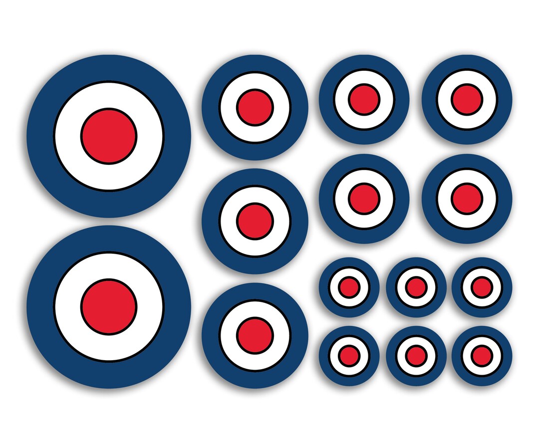A5 Sticker Sheet RAF Roundel Vinyl Stickers - Outline Mod Air Force ...