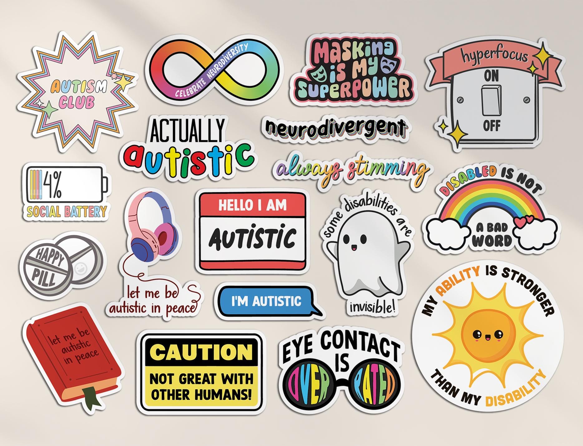 A4 Sticker Sheet Autism Vinyl Stickers - Celebrate Neurodiversity ...
