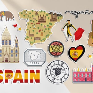 A5 Sticker Sheet Spain Landmarks Vinyl Stickers Spanish Madrid Map ...