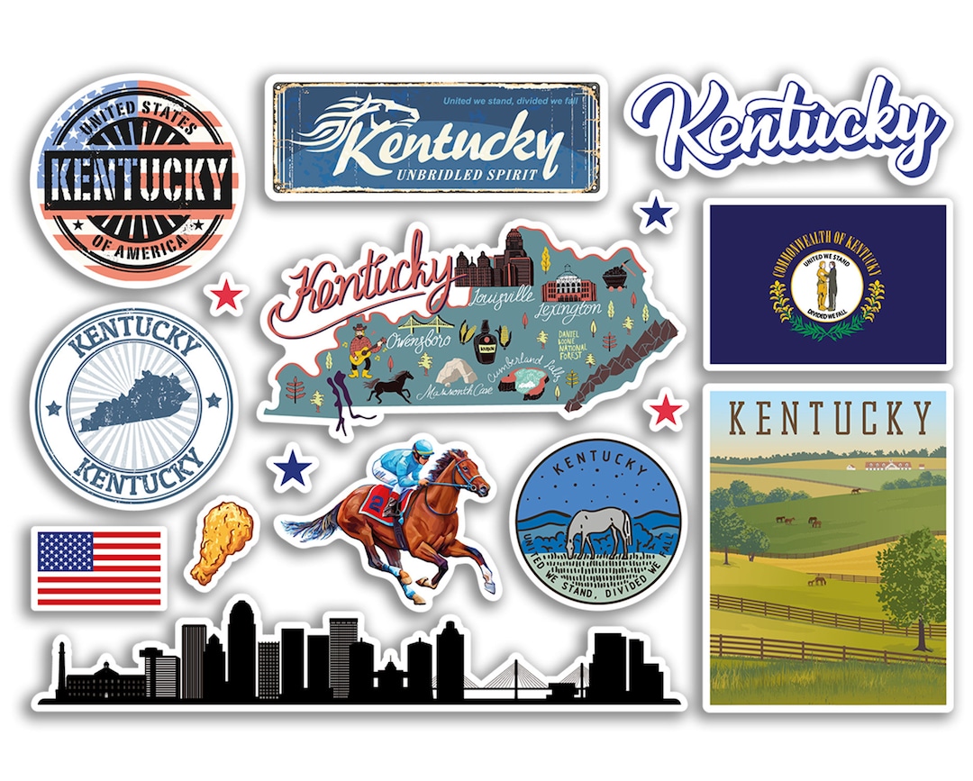 A5 Sticker Sheet Kentucky Landmarks Vinyl Stickers USA America States ...