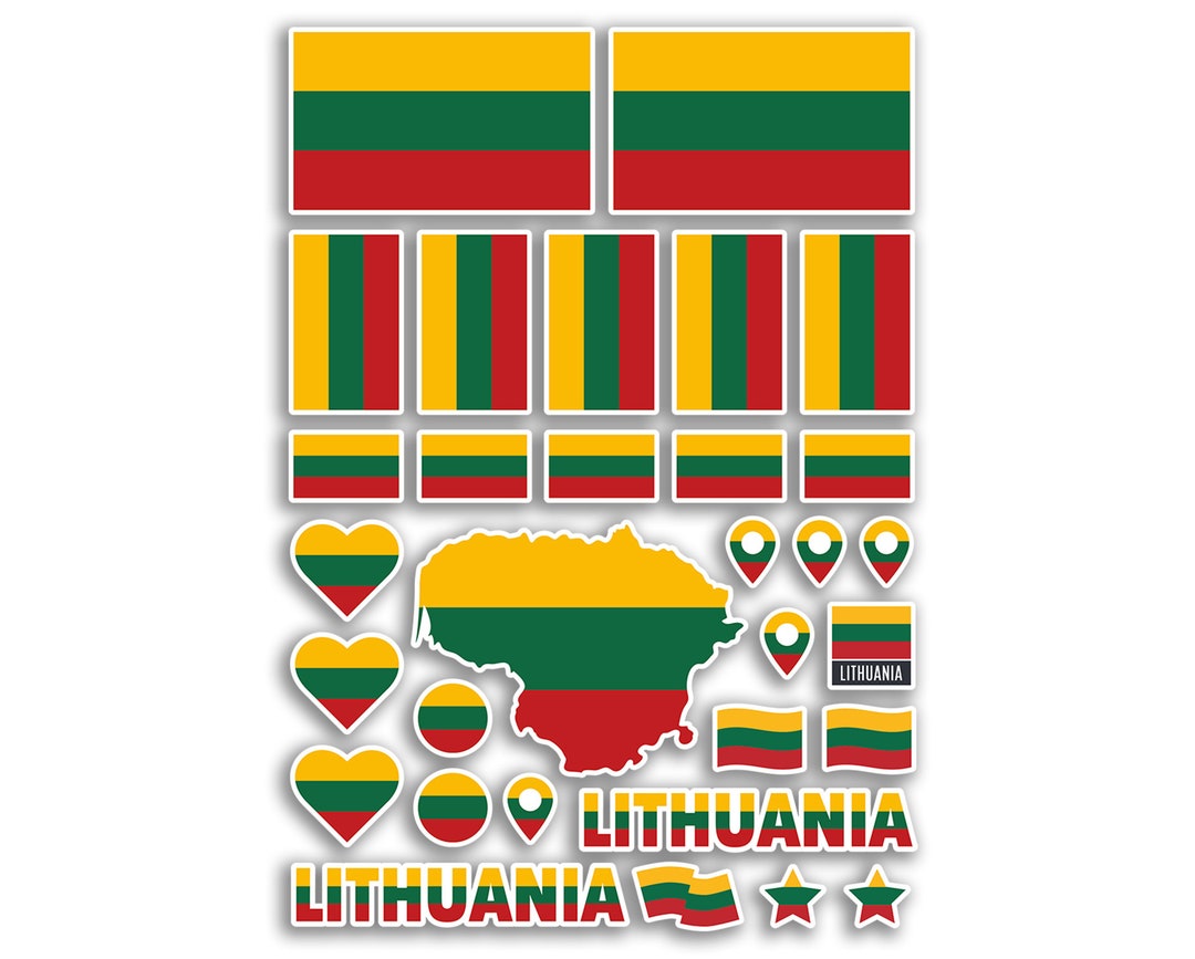 A4 Sticker Sheet Lithuania Flags Vinyl Stickers Lithuanian Country ...