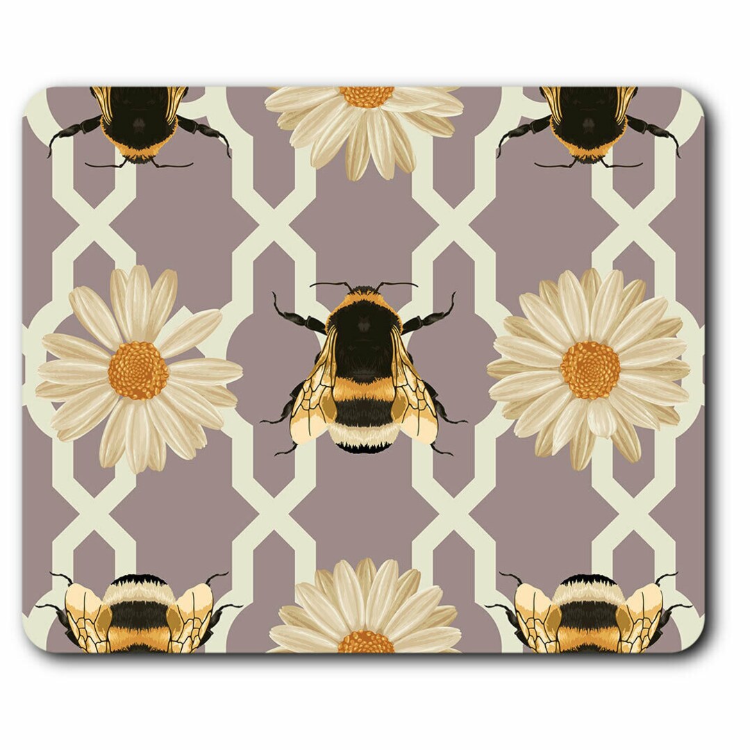 1 X Art Deco Bumble Bee Mouse Mat - Flower Insect Animal Abstract Desk ...