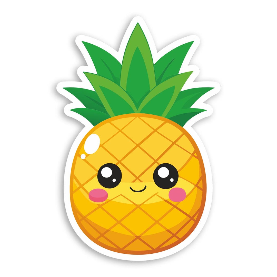 2 X 10cm Happy Blushing Pineapple Vinyl Stickers - Cute Funny Fruit ...
