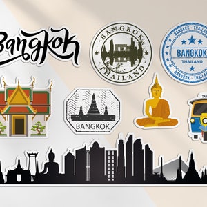 A5 Sticker Sheet Bangkok Landmarks Vinyl Stickers Thailand Thai Skyline ...