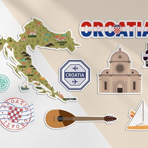 A5 Sticker Sheet Croatia Landmarks Vinyl Stickers - Croatian Country ...