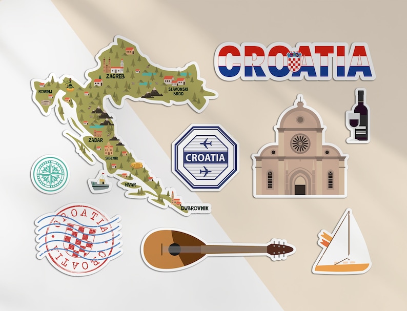 A5 Sticker Sheet Croatia Landmarks Vinyl Stickers Croatian - Etsy UK