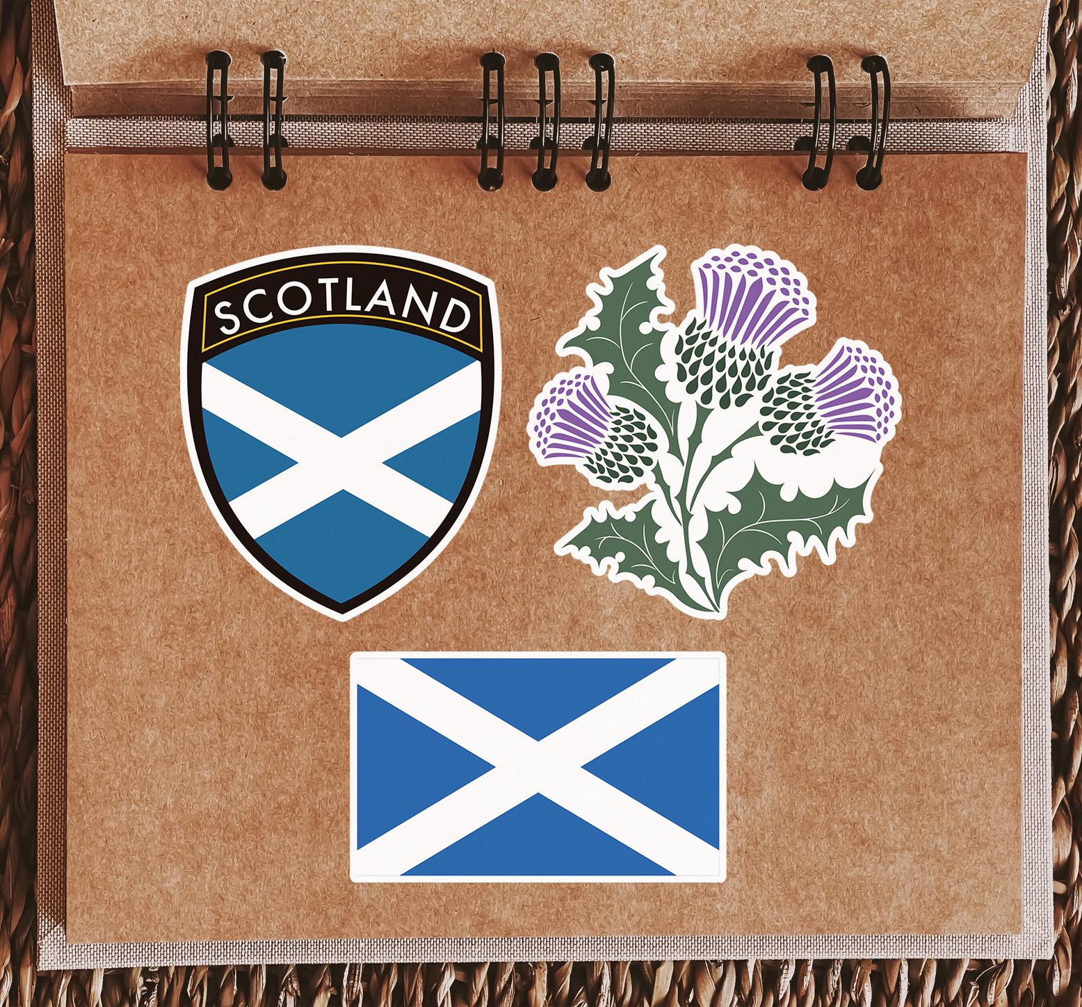 3 X 10cm Scotland Vinyl Stickers - Scottish Thistle Flag Shield UK GB ...