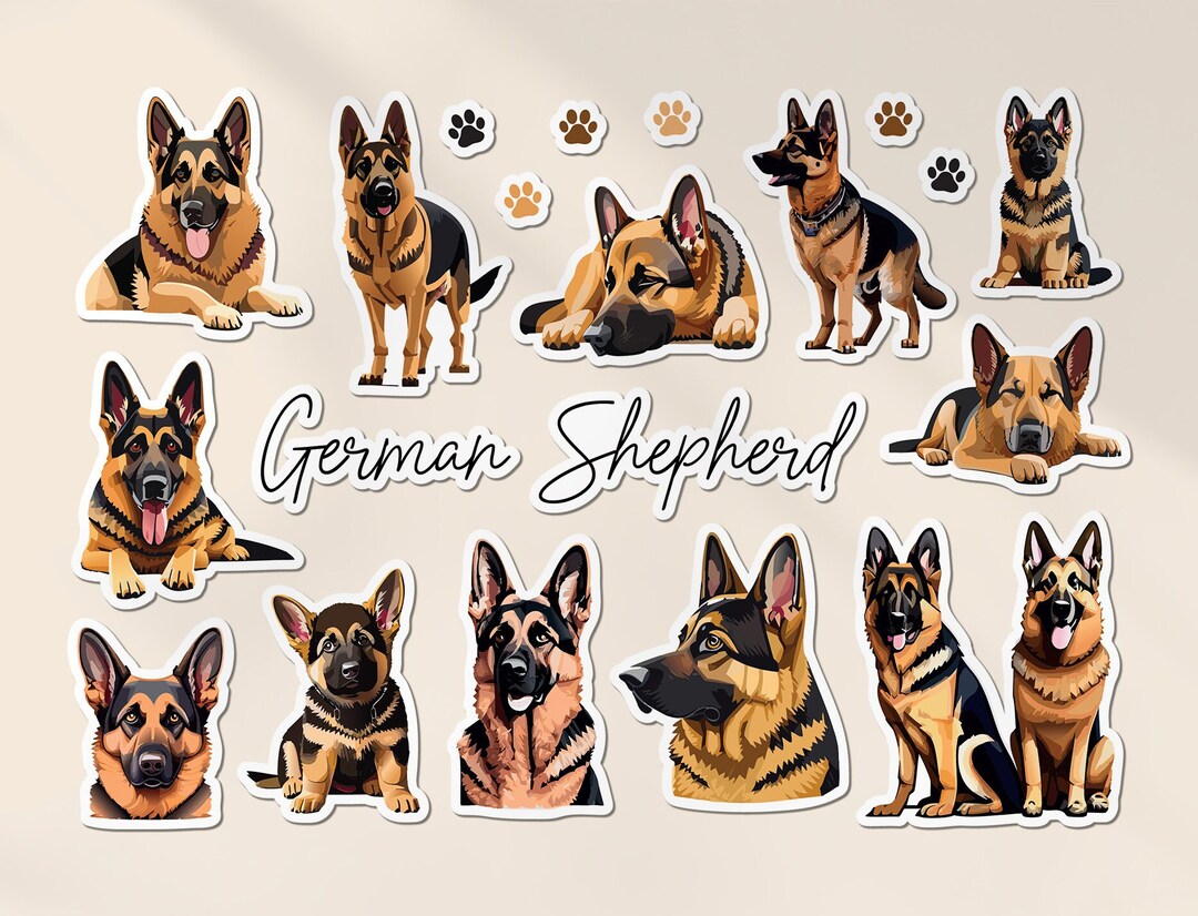 A5 Sticker Sheet German Shepherd Vinyl Stickers Alsatian Dogs Puppys ...