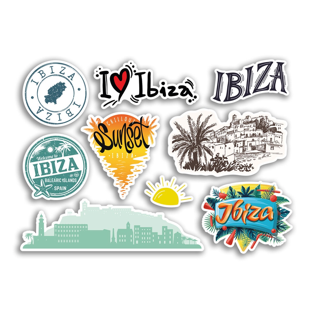 A5 Sticker Sheet Ibiza Landmarks Vinyl Stickers - Spain Spanish Summer ...