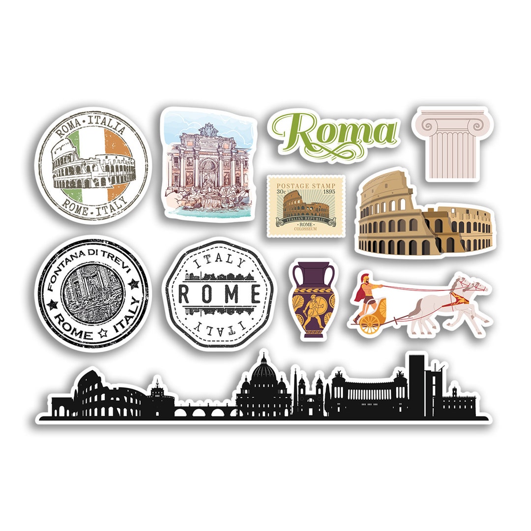 A5 Sticker Sheet Rome Landmarks Vinyl Stickers - Roma Italy Italian Art ...