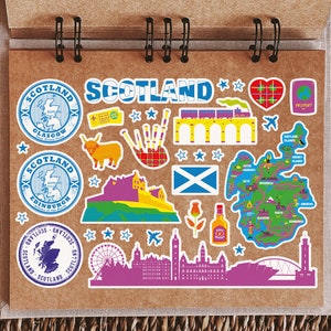 A5 Sticker Sheet Scotland Landmarks Vinyl Stickers - Bright Scottish ...