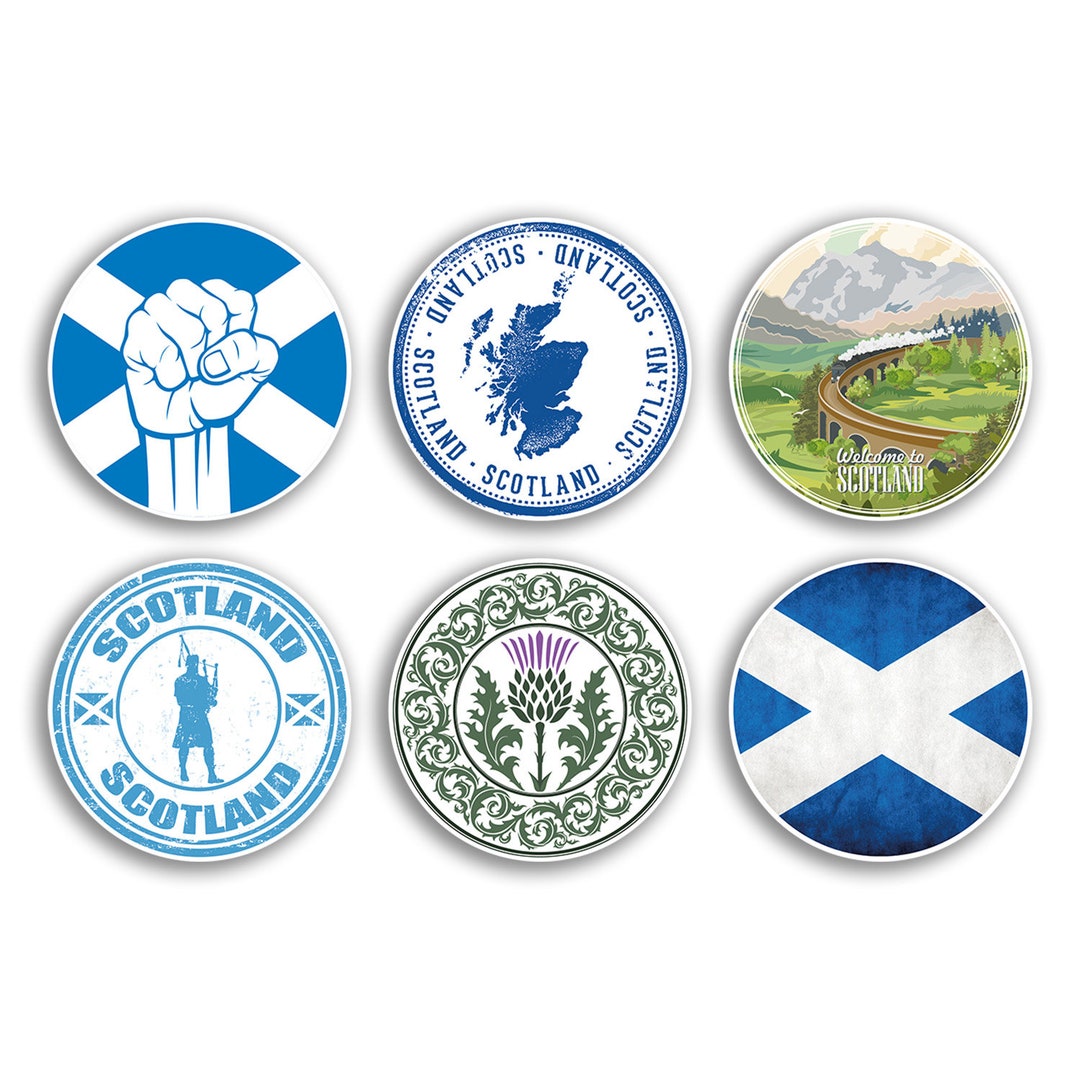 6 X 10cm Scottish Vinyl Stickers - Scotland Country City Travel Map ...