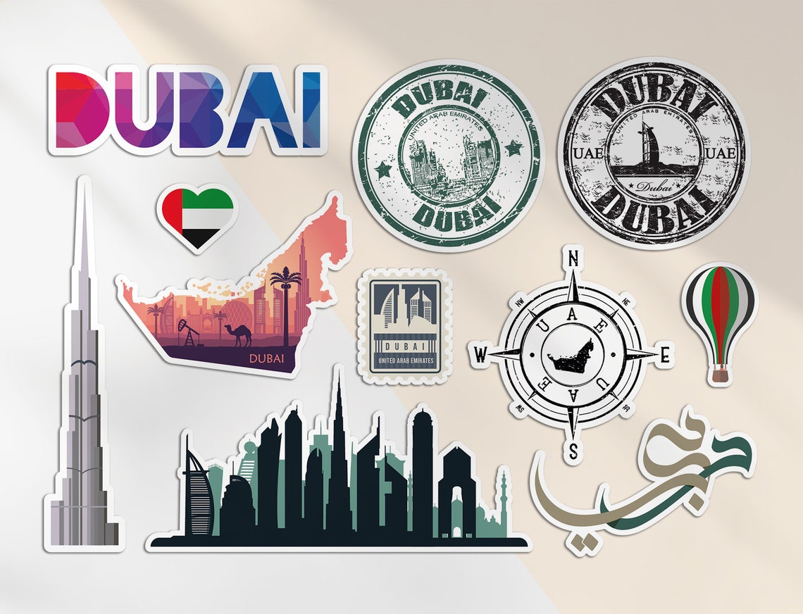 A5 Sticker Sheet Dubai Landmarks Vinyl Stickers - United Arab Emirates ...