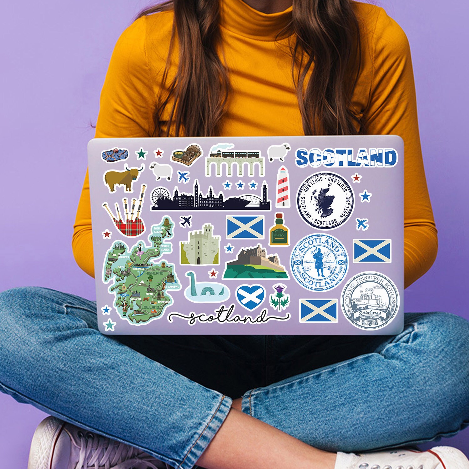 A4 Sticker Sheet Scotland Landmarks Vinyl Stickers - Scottish City Map ...