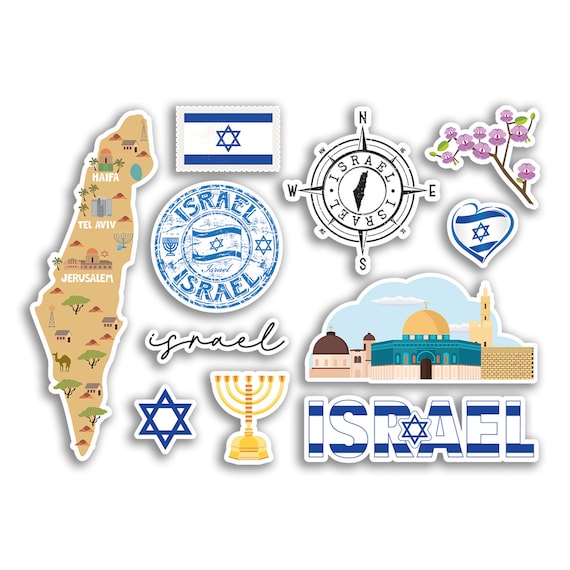 A5 Sticker Sheet Israel Landmarks Vinyl Stickers Israeli Map - Etsy