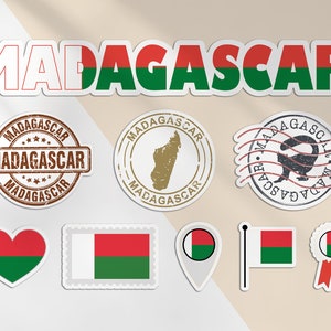 A5 Sticker Sheet Madagascar Landmarks Vinyl Stickers - Map Airport ...