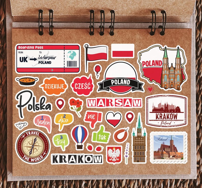 A5 Sticker Sheet Poland Landmarks Vinyl Stickers - Polish Warsaw Krakow ...