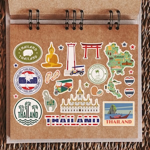A5 Sticker Sheet Thailand Landmarks Vinyl Stickers - Country Asia Map ...