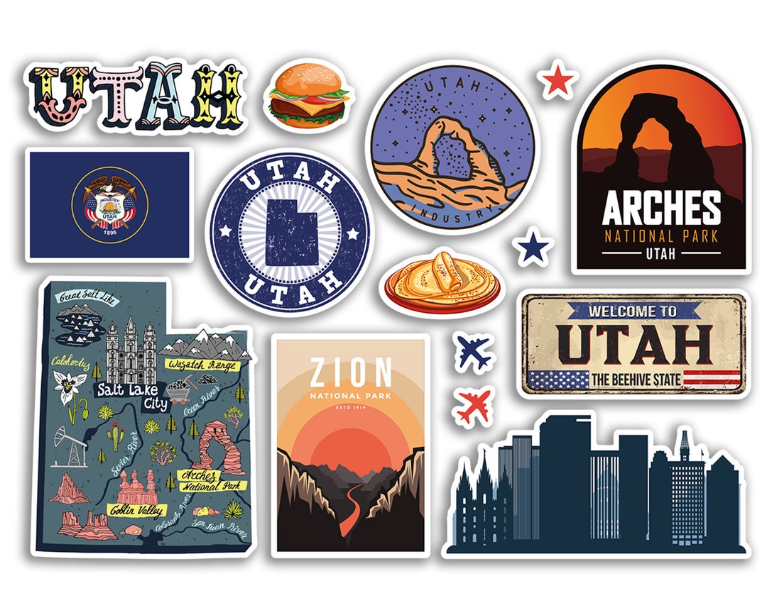 A5 Sticker Sheet Utah Landmarks Vinyl Stickers - USA American States ...