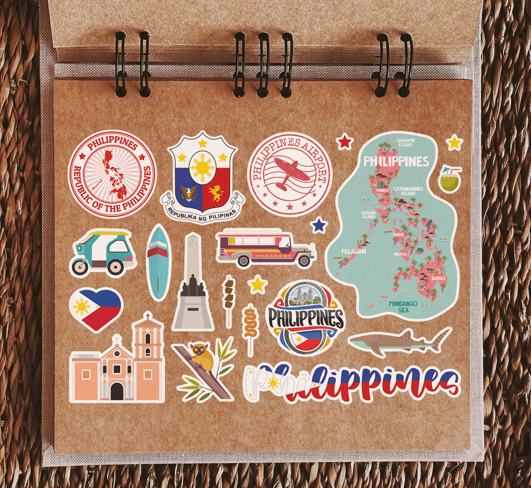 A5 Sticker Sheet Philippines Landmarks Vinyl Stickers - Country Map ...