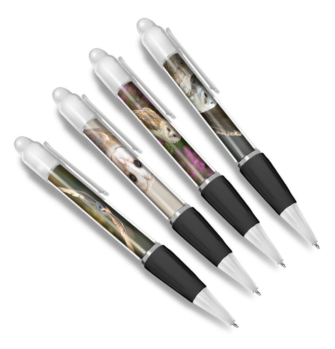 Set of 4 Barn Owl White Ballpoint Pens - Birds Animal Nature Wildlife ...