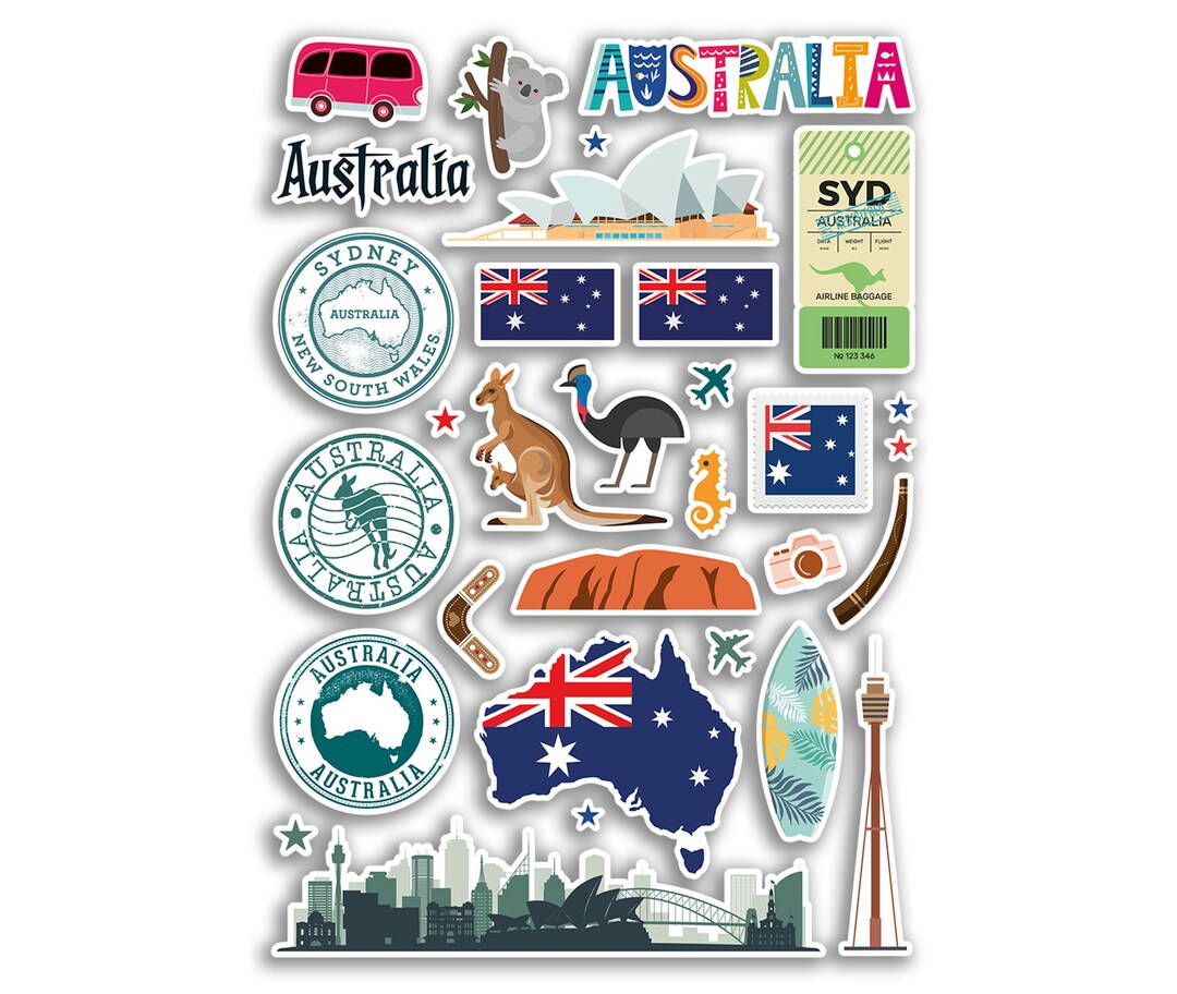 A4 Sticker Sheet Australia Landmarks Vinyl Stickers Sydney City Map ...