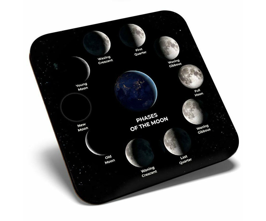 Moon Phases Coaster Night Sky Stars Space Universe Planet Earth Solar ...