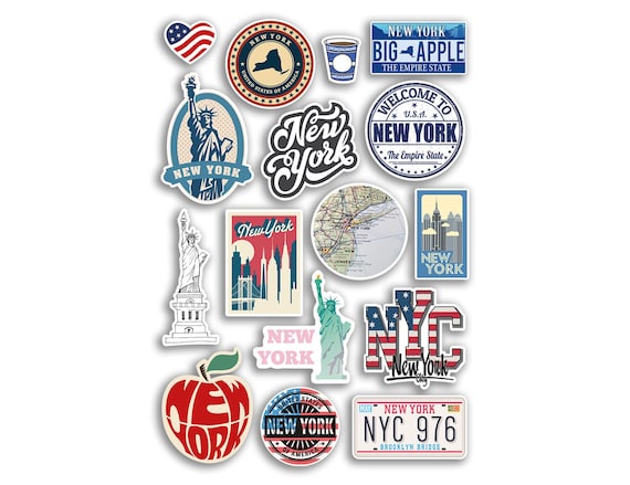 A4 Sticker Sheet New York Landmarks Vinyl Stickers NYC - Etsy UK