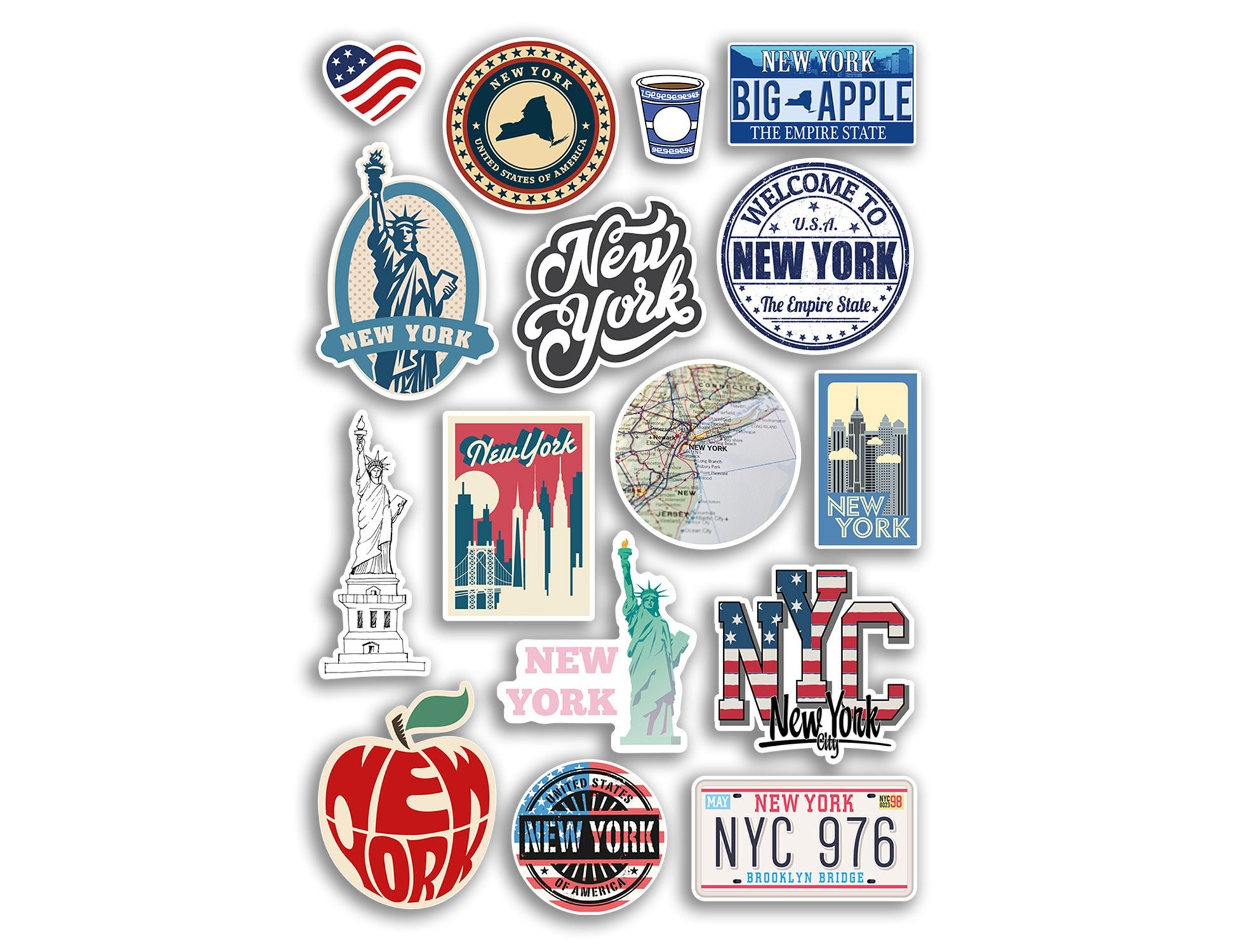 A4 Sticker Sheet New York Landmarks Vinyl Stickers - NYC America City ...