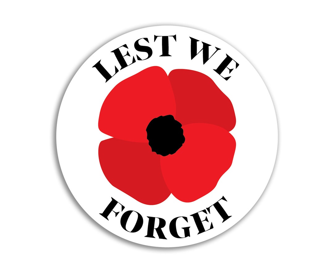 2 X 10cm Lest We Forget Poppy Vinyl Stickers Remembrance Day Memorial ...