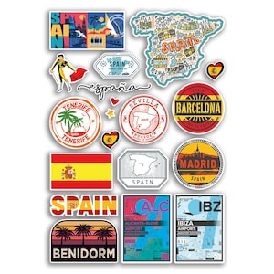 A4 Sticker Sheet Spain Cities Vinyl Stickers Madrid Benidorm - Etsy