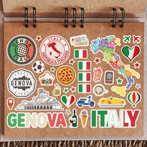 A5 Sticker Sheet Genova Landmarks Vinyl Stickers - Italy Italian Stamps ...