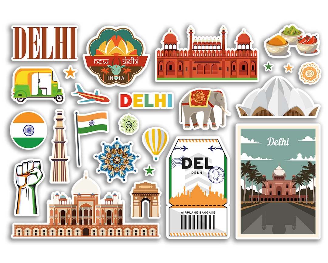A5 Sticker Sheet Delhi Landmarks Vinyl Stickers - New India Indian ...