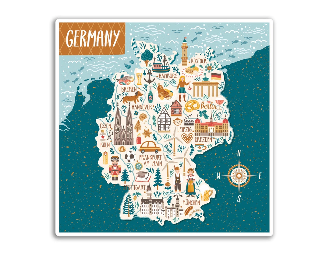 2 X 10cm Germany German Vinyl Stickers Map Tourism Holiday Travel ...
