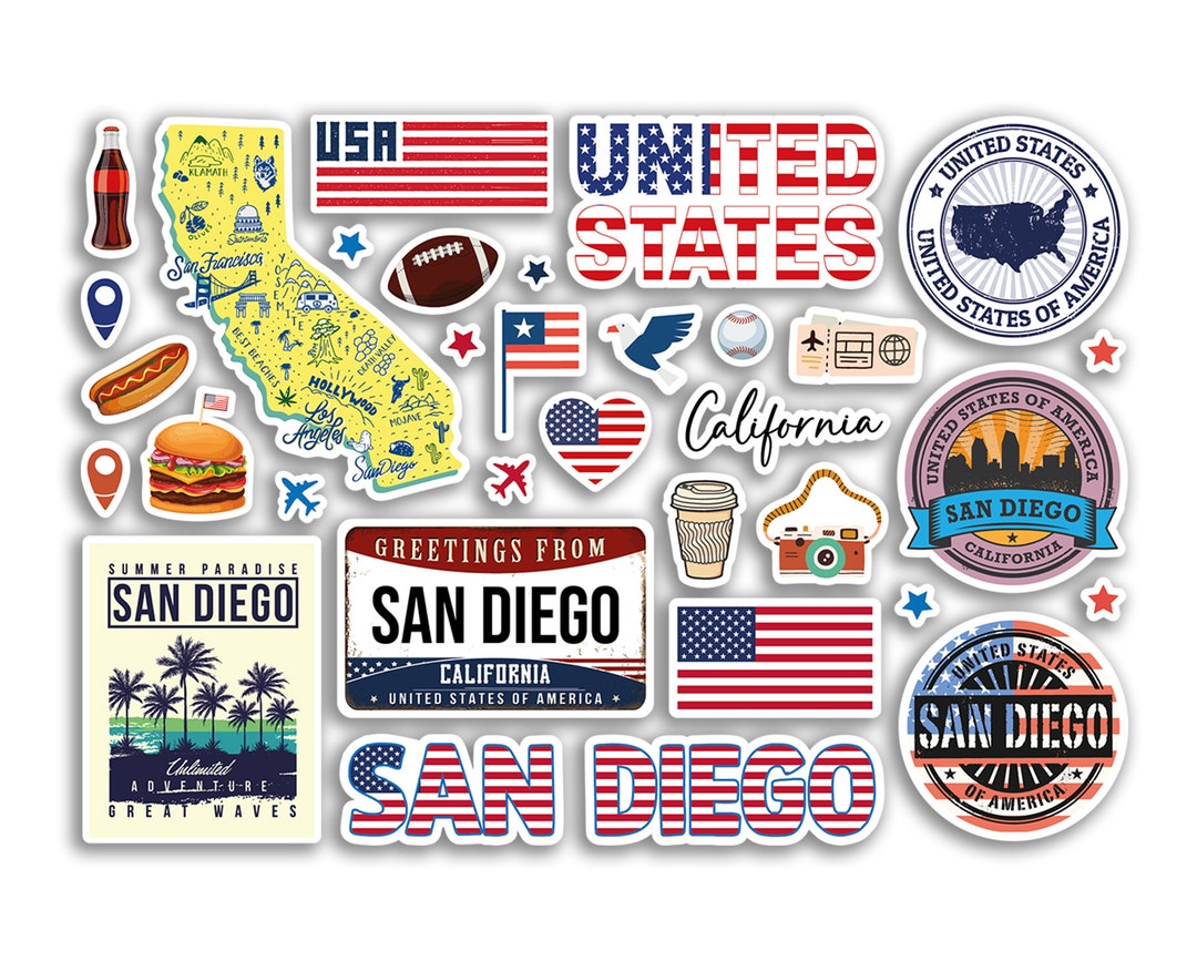 A5 Sticker Sheet San Diego Landmarks Vinyl Stickers California America ...