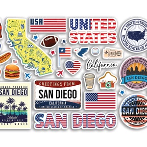 A5 Sticker Sheet San Diego Landmarks Vinyl Stickers California America ...