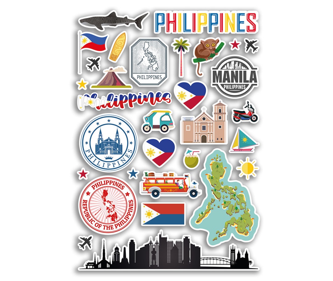 A4 Sticker Sheet Philippines Landmarks Vinyl Stickers - Manila City Map ...