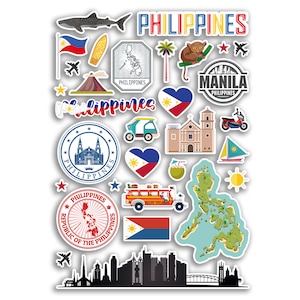 A4 Sticker Sheet Philippines Landmarks Vinyl Stickers - Manila City Map ...