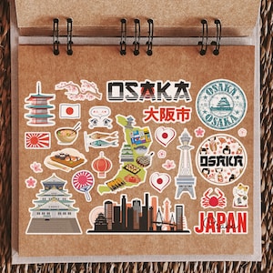 A5 Sticker Sheet Osaka Landmarks Vinyl Stickers - Japan Japanese City ...
