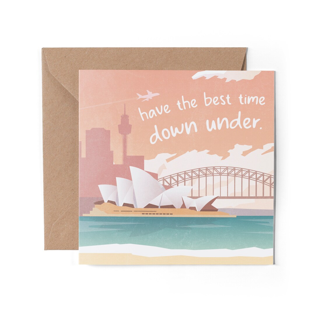 1 X Australia Greeting Card Australian Sydney Down Under Flag Travel ...