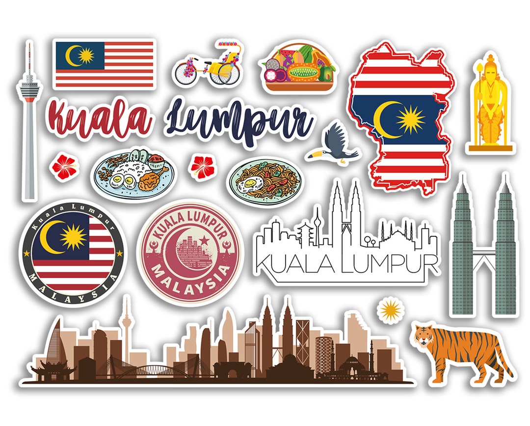 A5 Sticker Sheet Kuala Lumpur Landmarks Vinyl Stickers Malaysia Beach ...