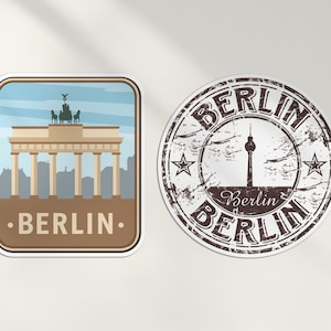 2 X 10cm Berlin Vinyl Stickers - Germany German Landmarks Map Flag ...