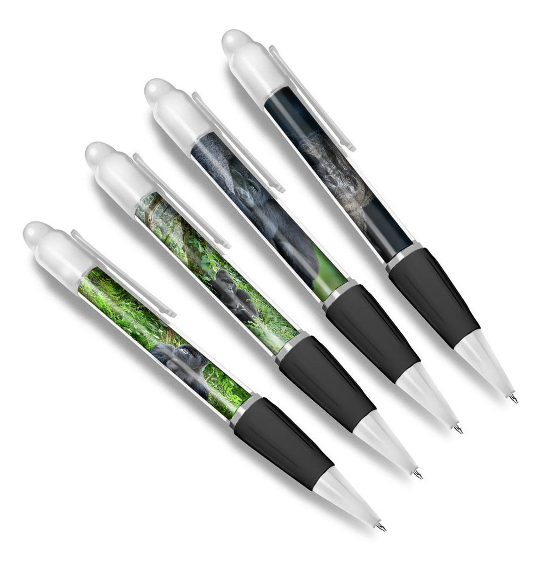 Set of 4 Gorilla White Ballpoint Pens Monkey Animal Nature Wildlife ...