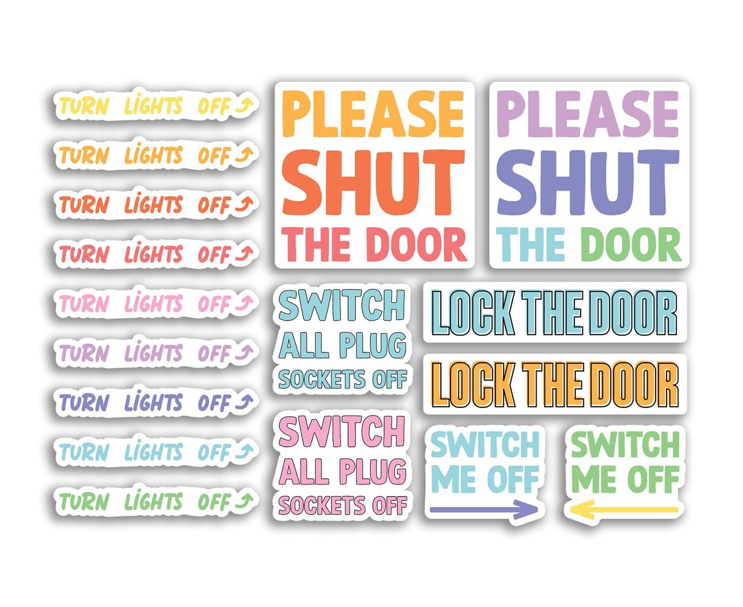 A5 Sticker Sheet Before You Leave Vinyl Stickers - Turn Lights off Shut ...