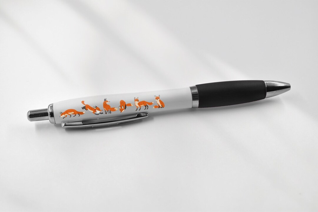 1 X Foxes Black Pen - Fox Vixen Animals Cartoon Stationary School ...