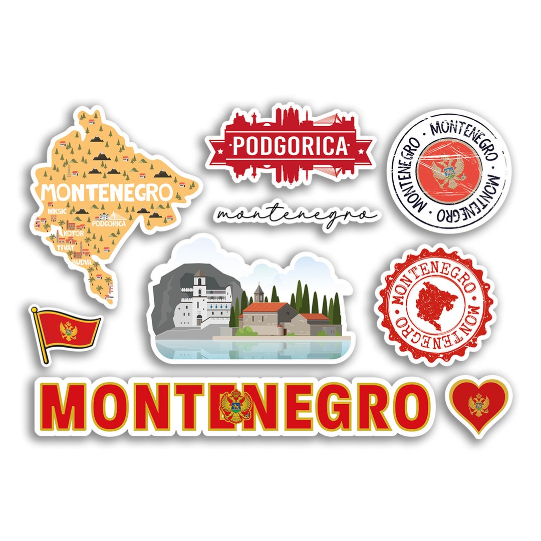 A5 Sticker Sheet Montenegro Landmarks Vinyl Stickers - Europe Map ...