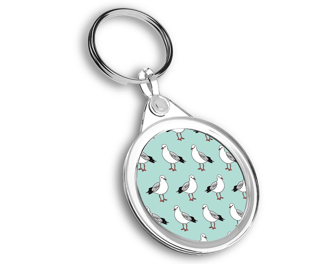 Seagull Round Keyring Animal Seaside Pattern Cartoon Bird Women Men Mum ...