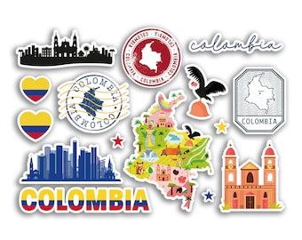 Colombia Map Flag Silhouette Sticker for Laptop Book Fridge Guitar ...