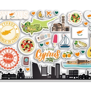 A5 Sticker Sheet Cyprus Landmarks Vinyl Stickers Cypriot Map - Etsy